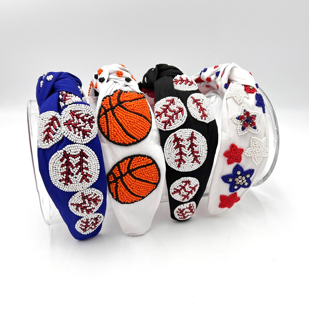 Basketball Headband for Women, Beaded Baseball Headband for Girls, USA ...
