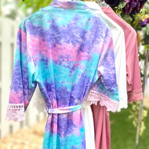 Tropical Leaf Print Robes, Bridal Party Robes, Silk Robes, Flamingo ...