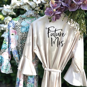 Ruffle Tropical Leaf Print Robes, Bridal Party Robes, Silk Robes ...