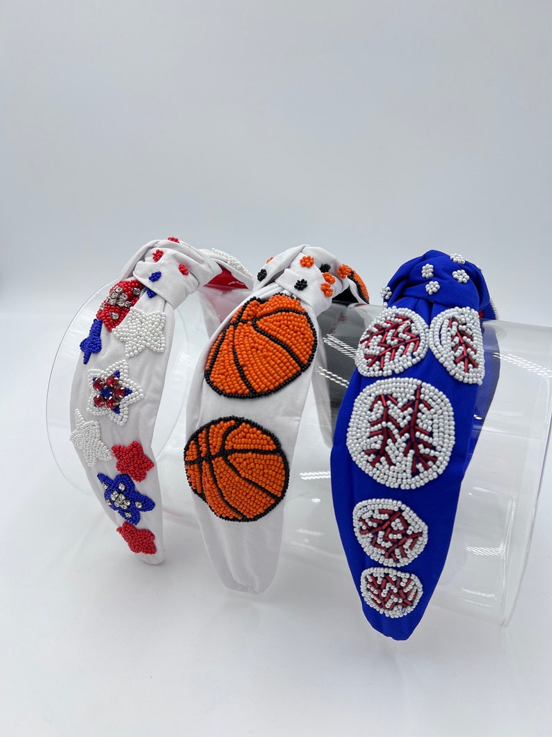 Basketball Headband for Women, Beaded Baseball Headband for Girls, USA ...