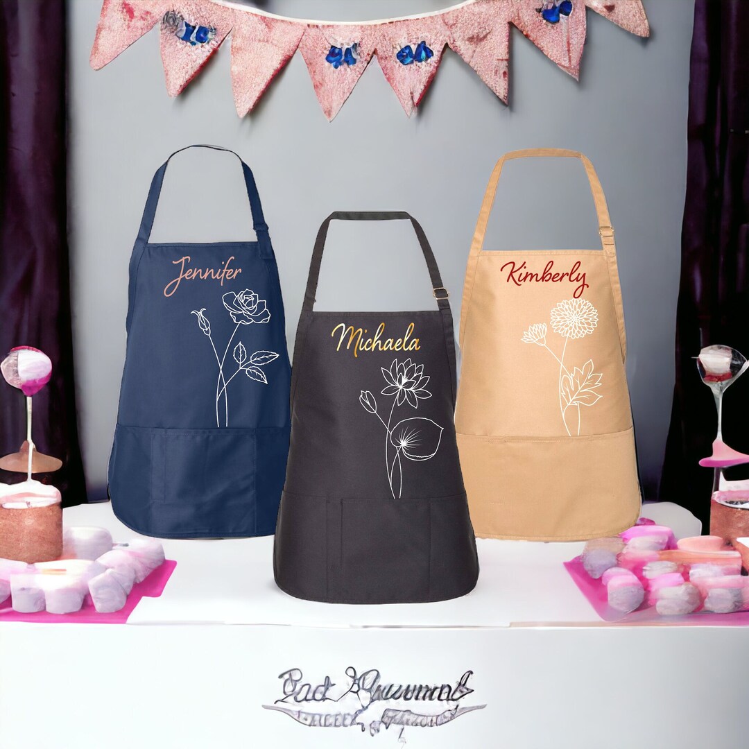 Birth Month Flower Personalized Apron, Birthday Apron, Matching ...