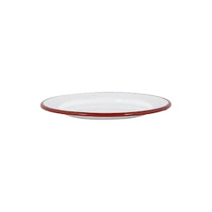 Set of 6 Burgundy Red Rimmed Enamel Dinner Plates, 25cm - Etsy UK