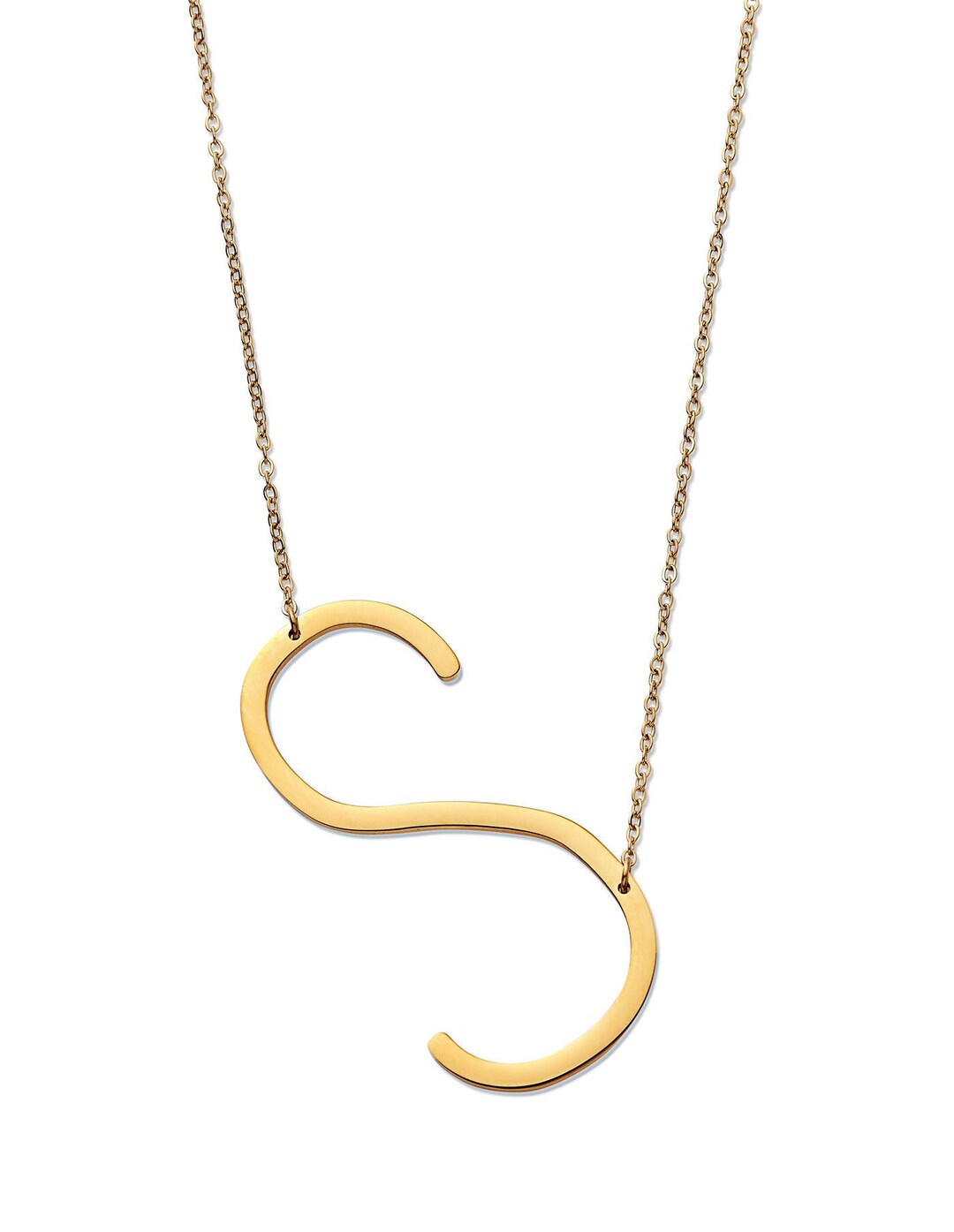 Waterproof Letter Necklace 18k Gold Personalised Initial S, 18k Tarnish ...