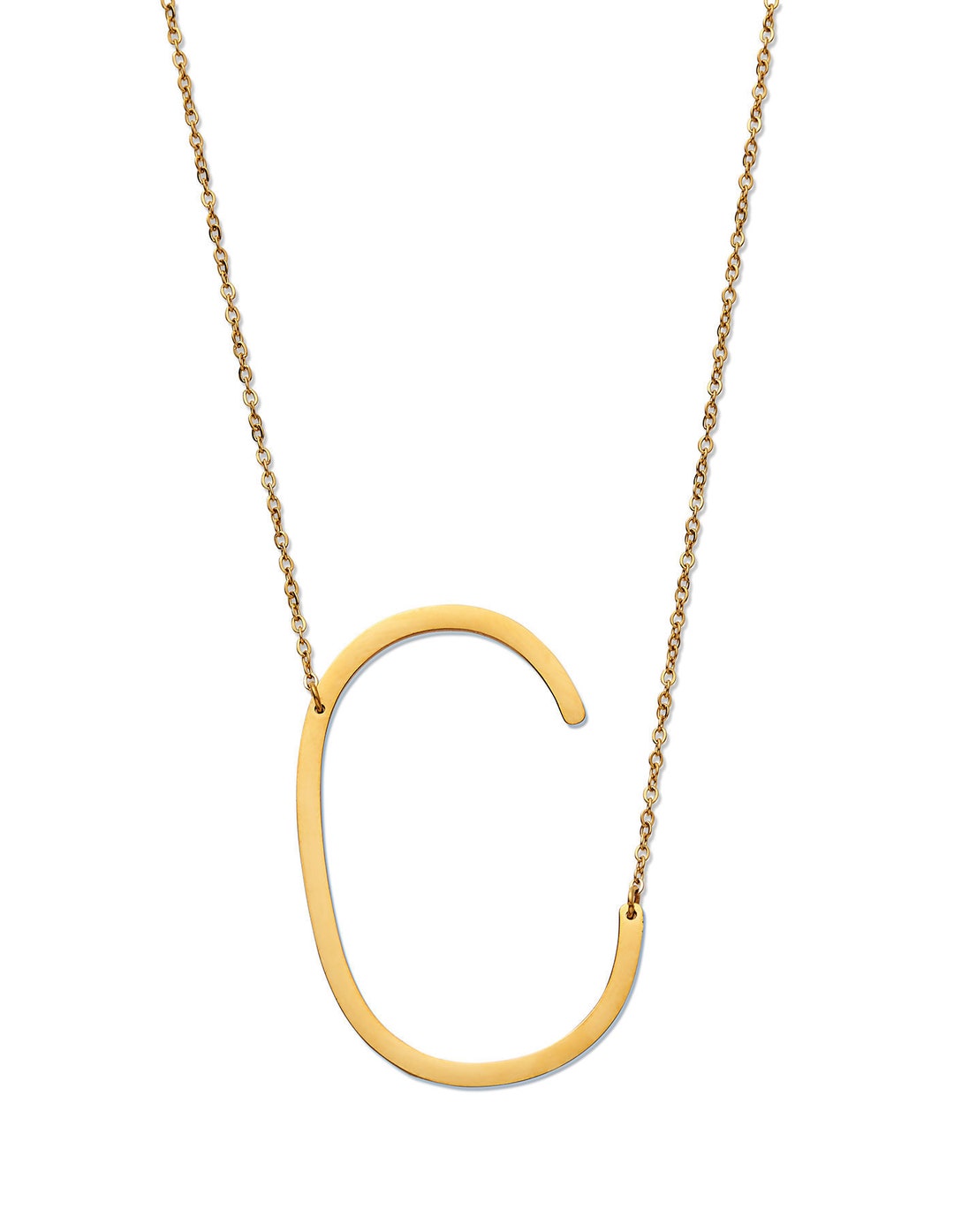 Waterproof 18k Gold Initial Pendant Necklace: Personalized Letter C - Etsy