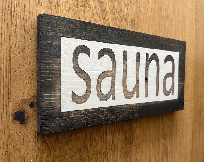 Sauna Sign Dark Stained Wood Sauna Sign Sauna Decor Sauna Accessories ...
