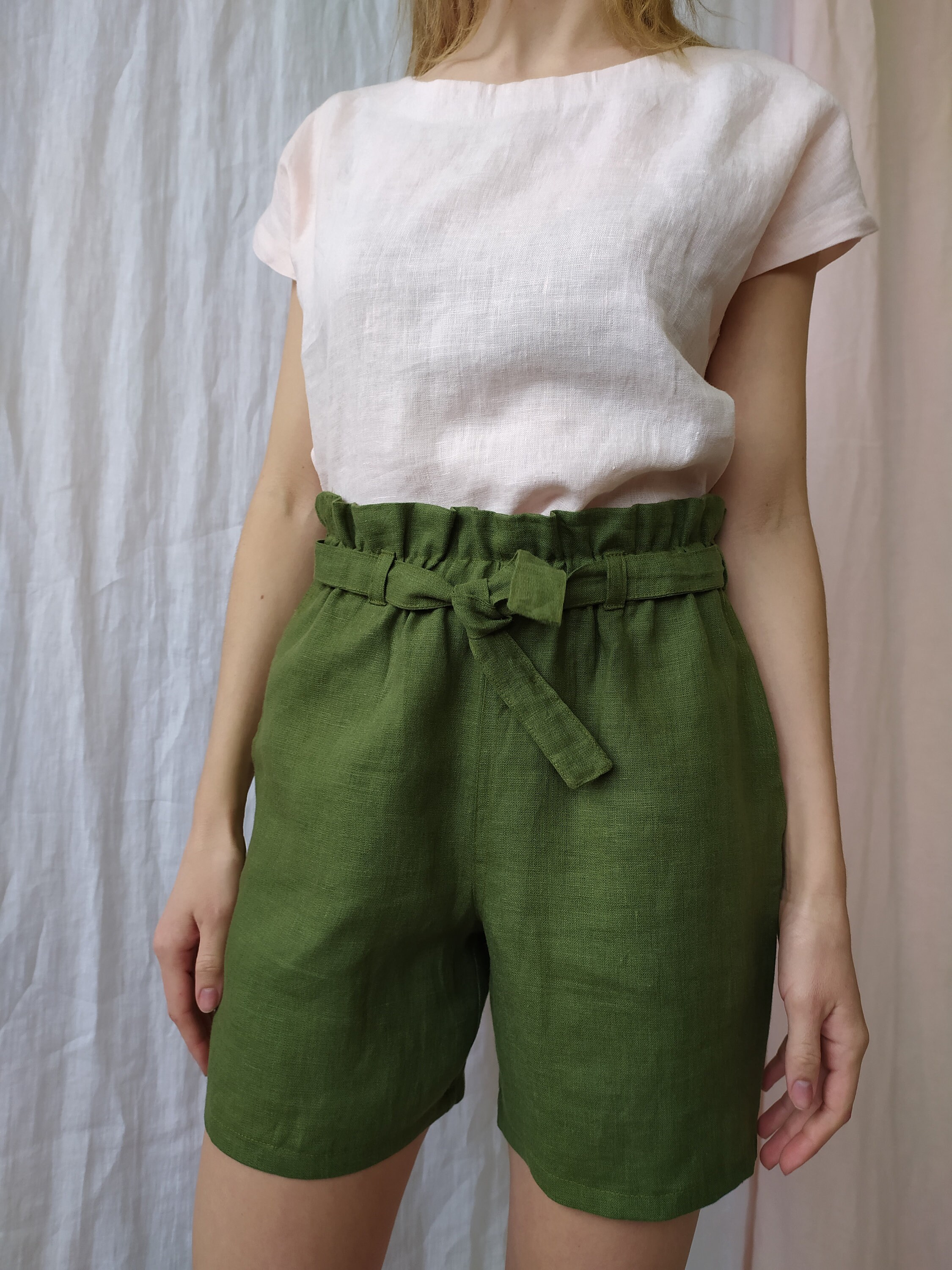 Linen Shorts Women / Shorts for Women / Linen High Waisted Shorts With ...