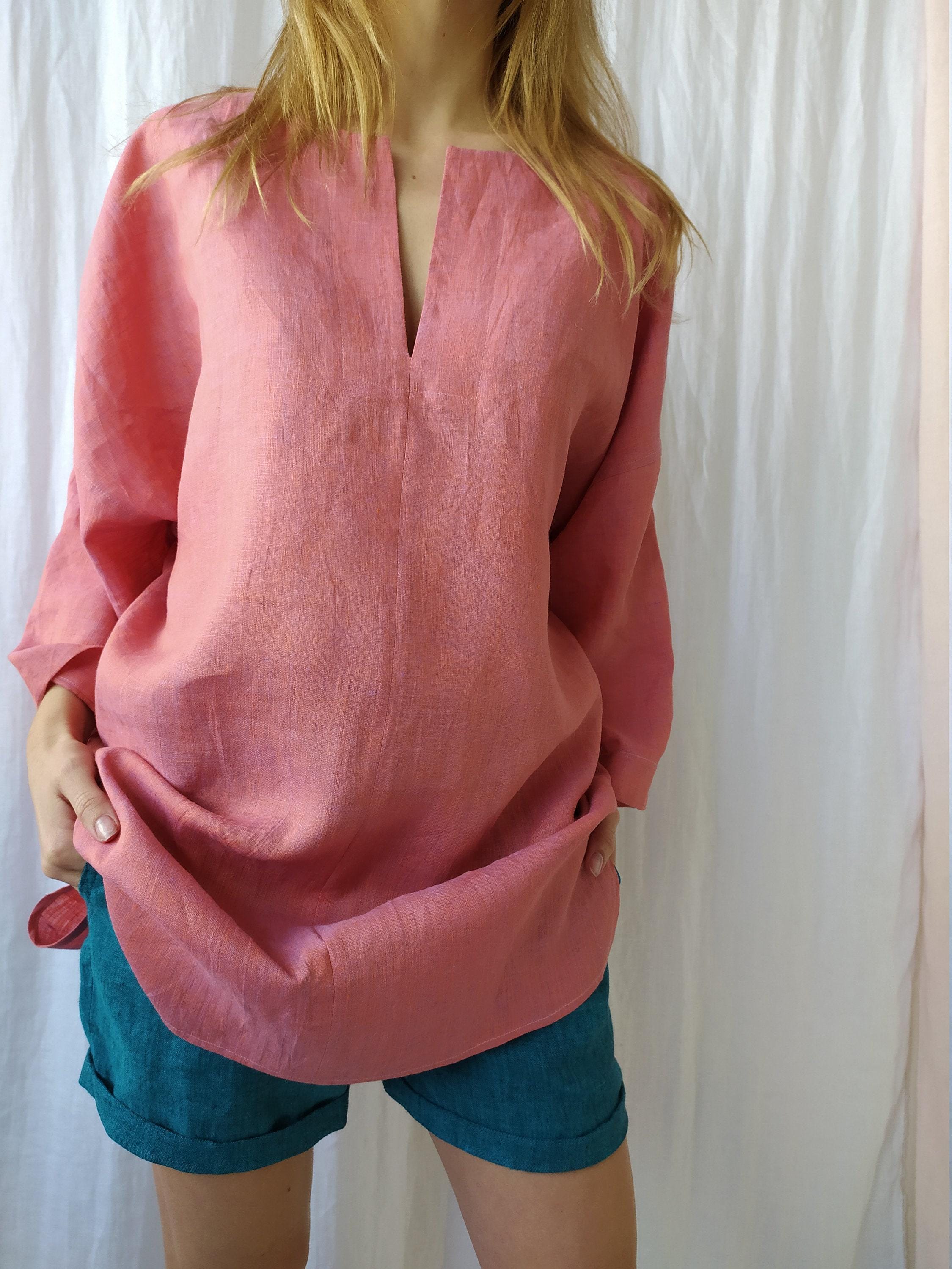 Linen Tunic With Pockets/linen Maternity Dress/linen Tunic Dress/linen ...