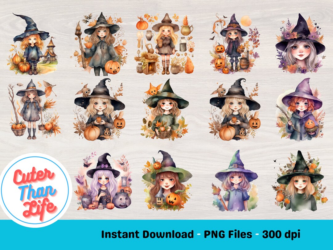 X25 Best Autumn Harvest Witch Clipart Bundle, Halloween Clipart ...
