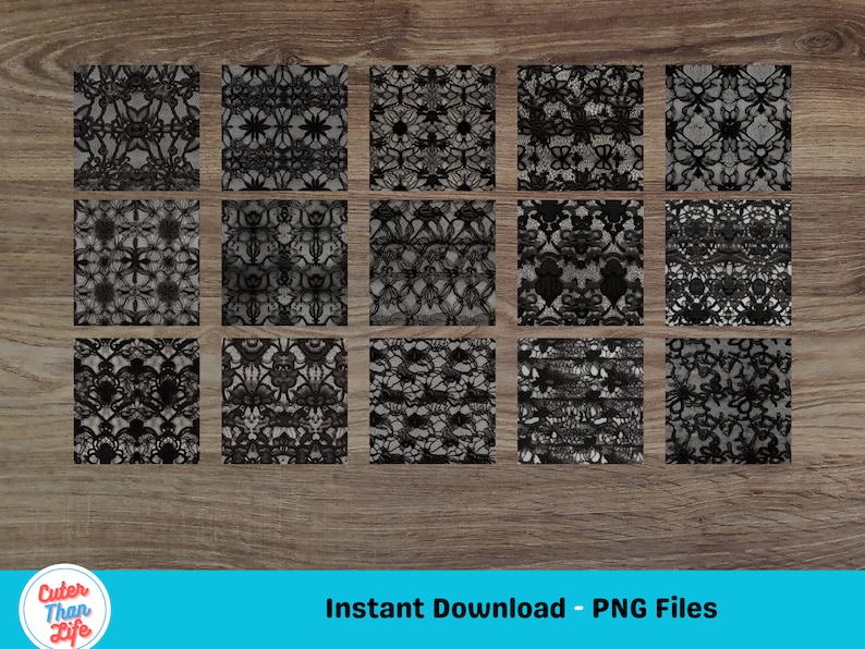 X32 Black Lace Digital Paper, Goth Lace, Lace Backgrounds, Victorian ...