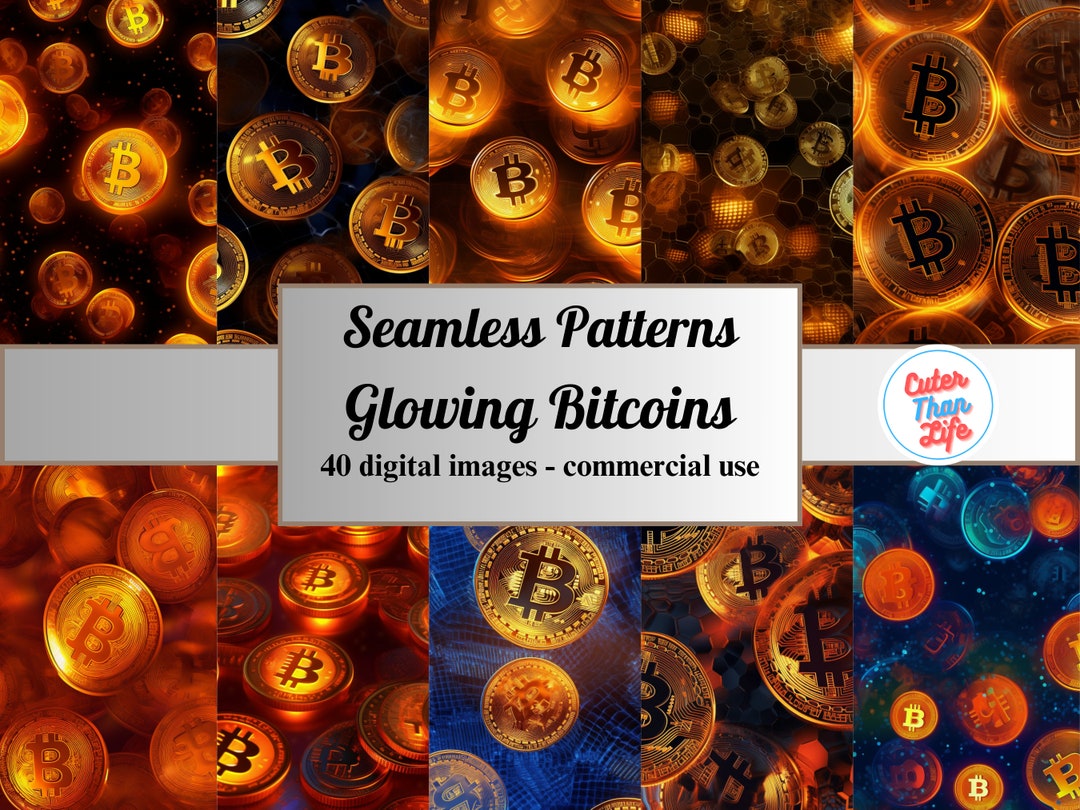 X40 Glowing Bitcoin Seamless Patterns | Bitcoin Art, Bitcoin ...