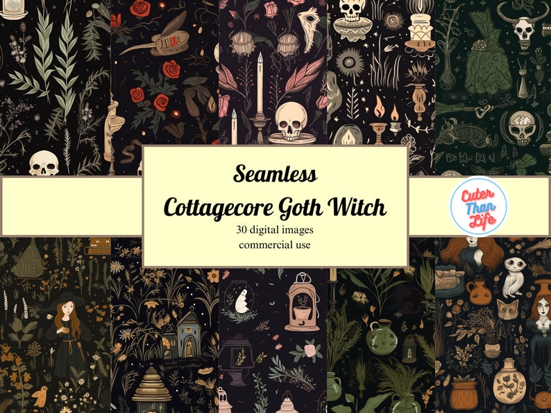 X30 Cottagecore Goth Witchcraft Digital Paper Textures Seamless, Gothic ...