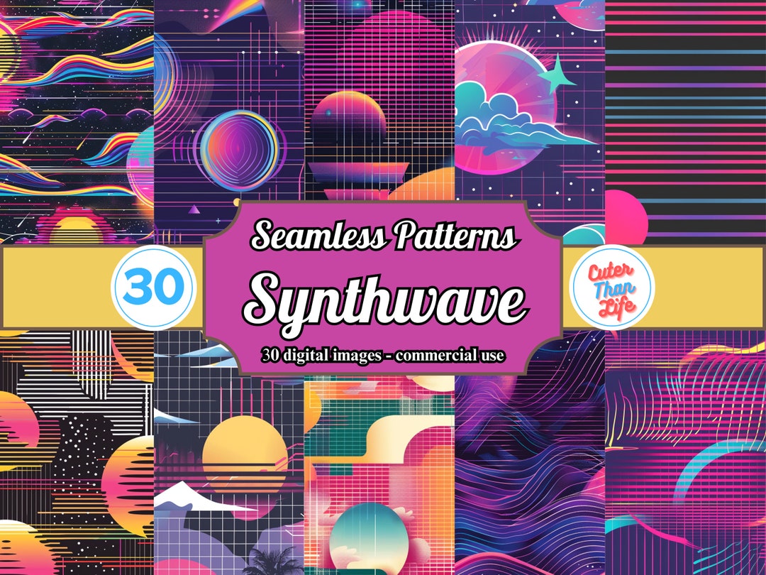 X30 Synthwave Seamless Pattern | 80s Synthwave, Retrowave, Vaporwave ...