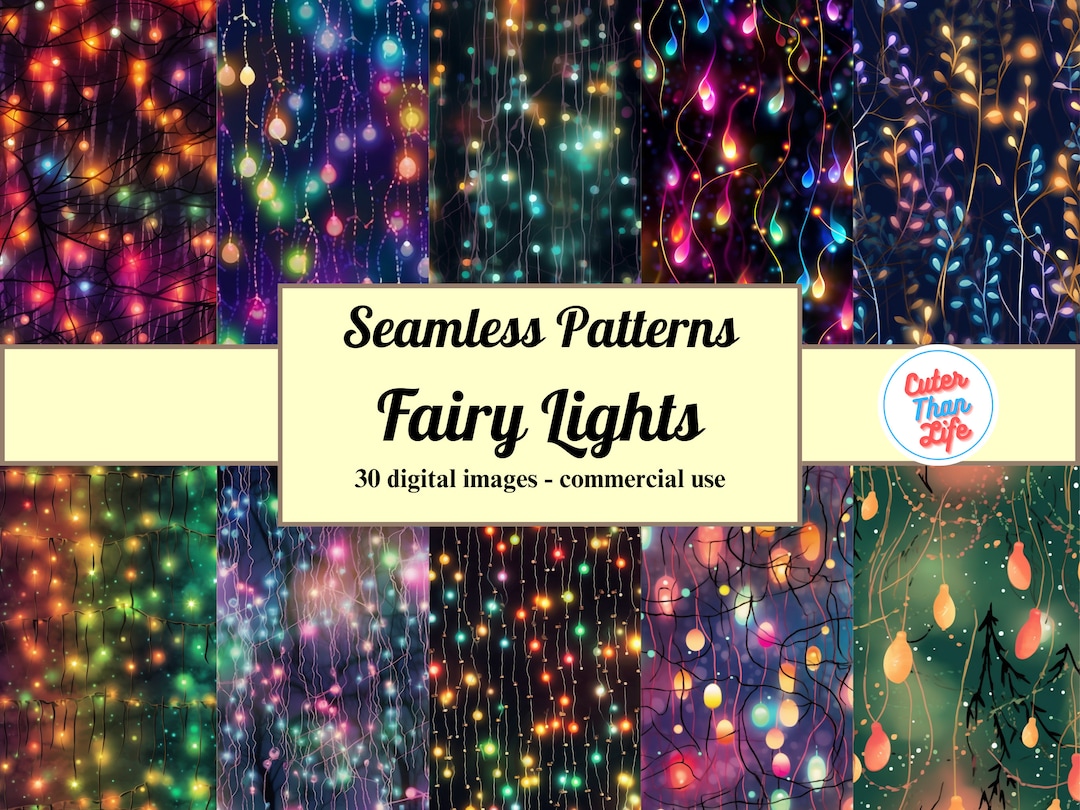 X30 Enchanted Fairy Lights Digital Paper, Fairy Lights Backgrounds ...