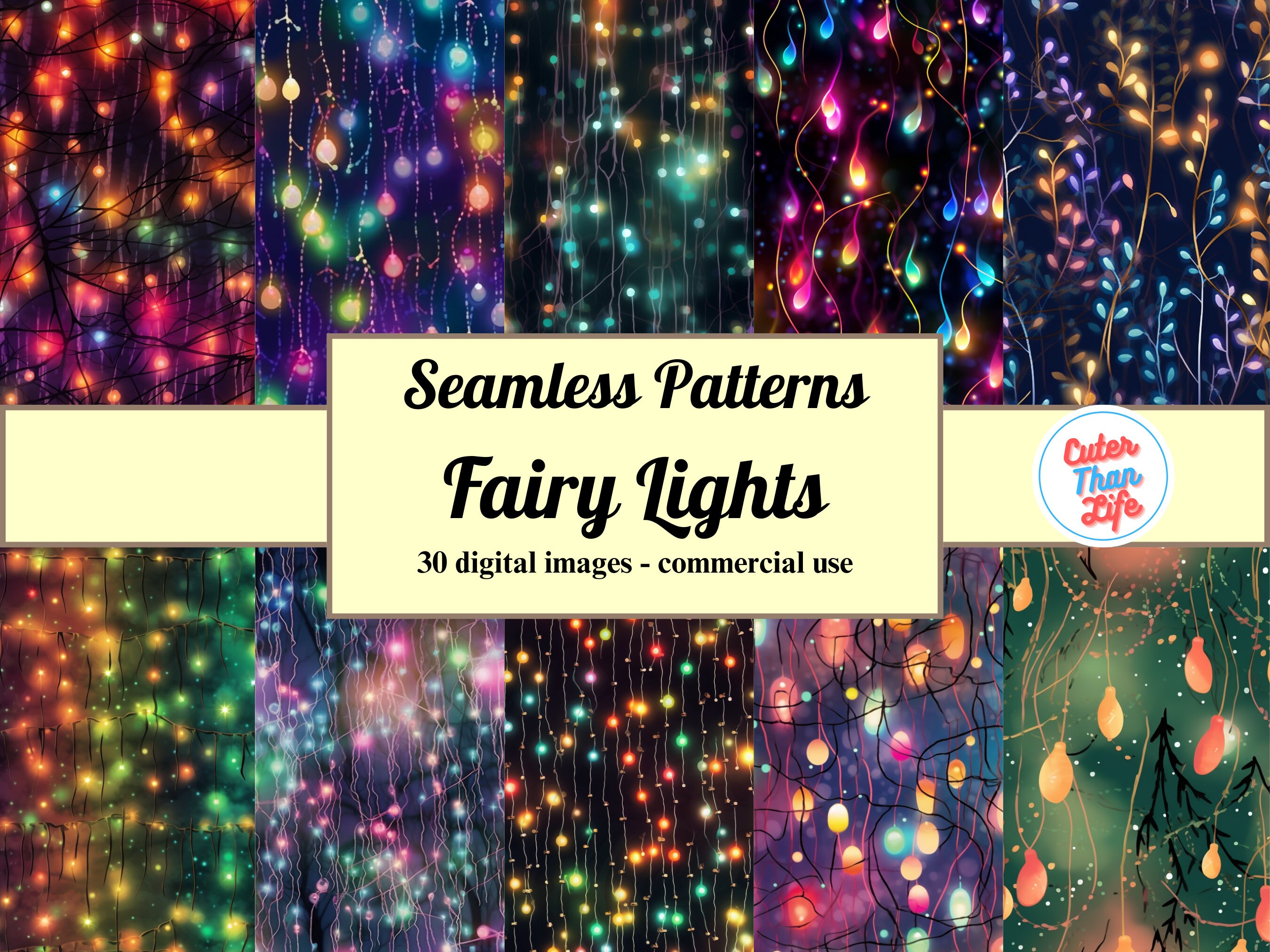 X30 Enchanted Fairy Lights Digital Paper, Fairy Lights Backgrounds ...