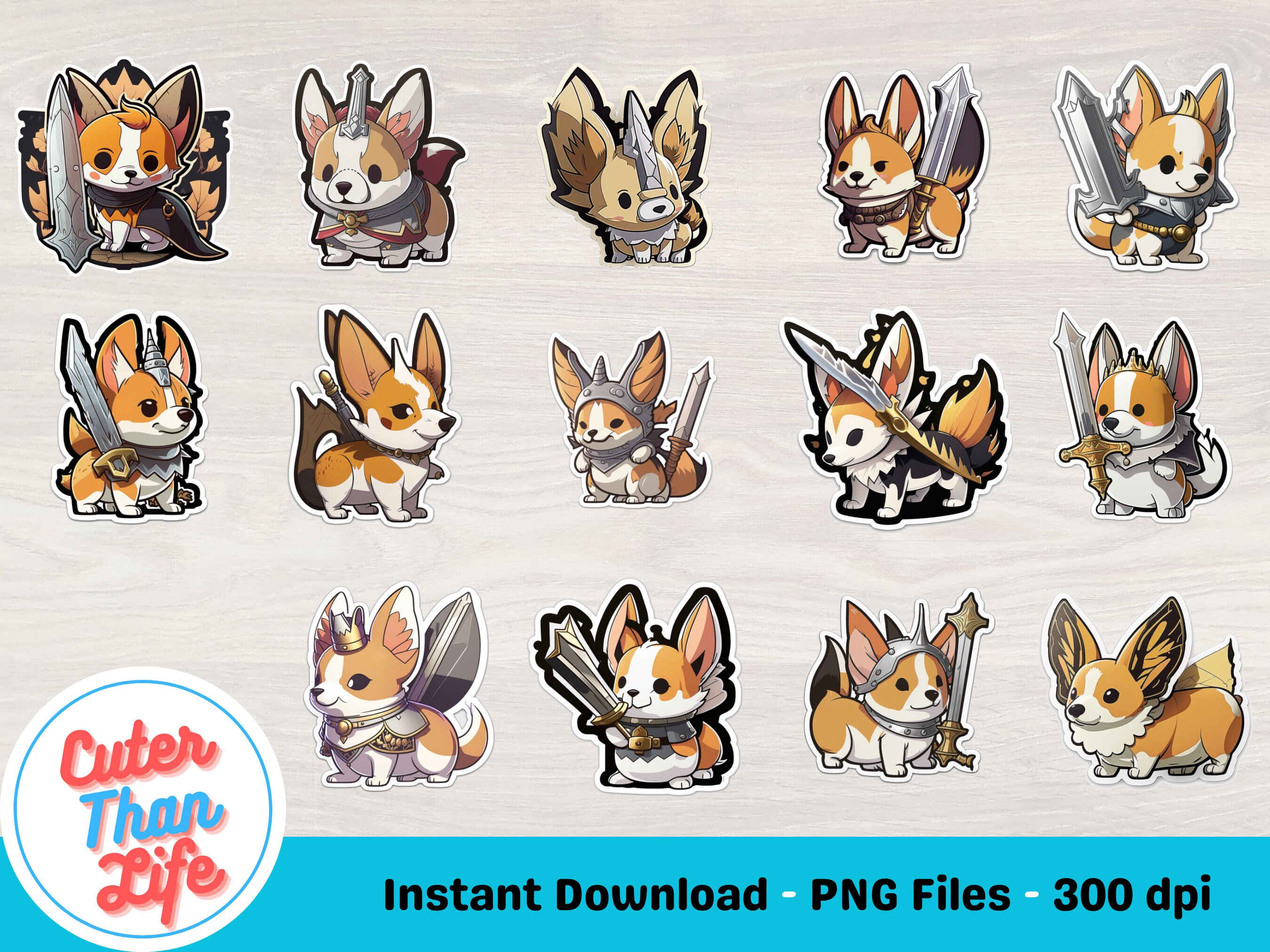 Kawaii Corgi Clipart, Commercial Use, Cute Corgi Clipart, Kawai Corgi ...