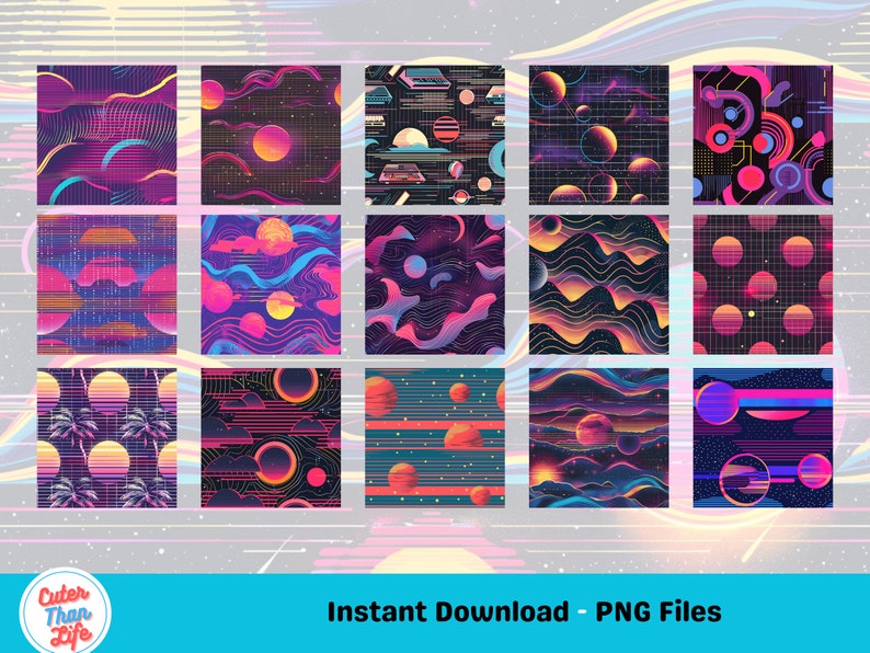 X30 Synthwave Seamless Pattern | 80s Synthwave, Retrowave, Vaporwave ...