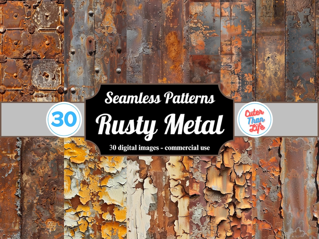 Rusty Steel and Metal - 30 Seamless Images, Rusty Metal, Commercial Use, Background, Digital ...