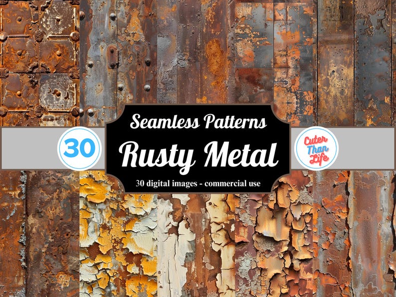 Rusty Steel and Metal - 30 Seamless Images, Rusty Metal, Commercial Use ...
