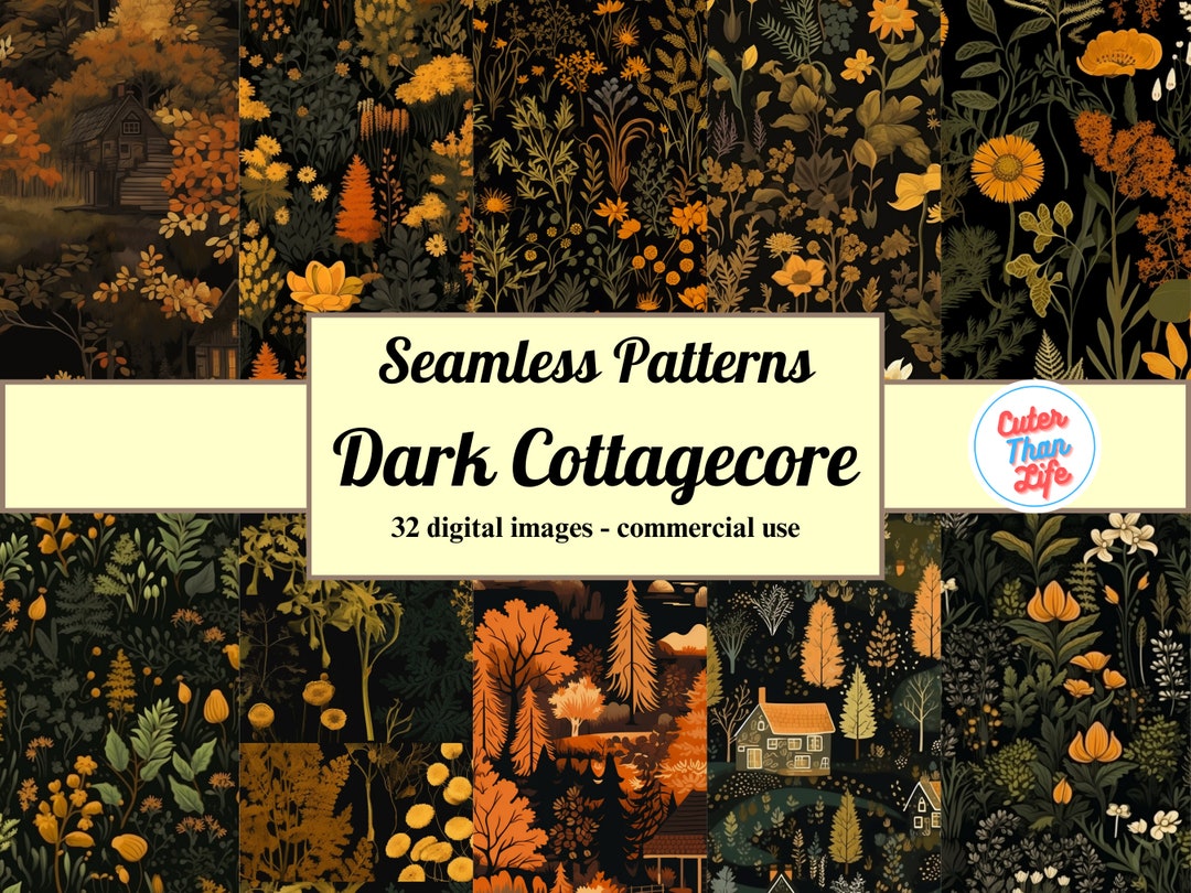 X32 Dark Cottagecore Digital Paper Textures Seamless, Gothic Witchcraft ...
