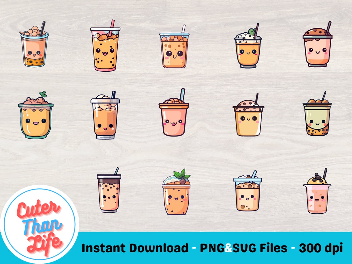 X22 Boba Tea Clipart, Boba Tea SVG Bundle, Boba Tea PNG Bundle, Boba ...
