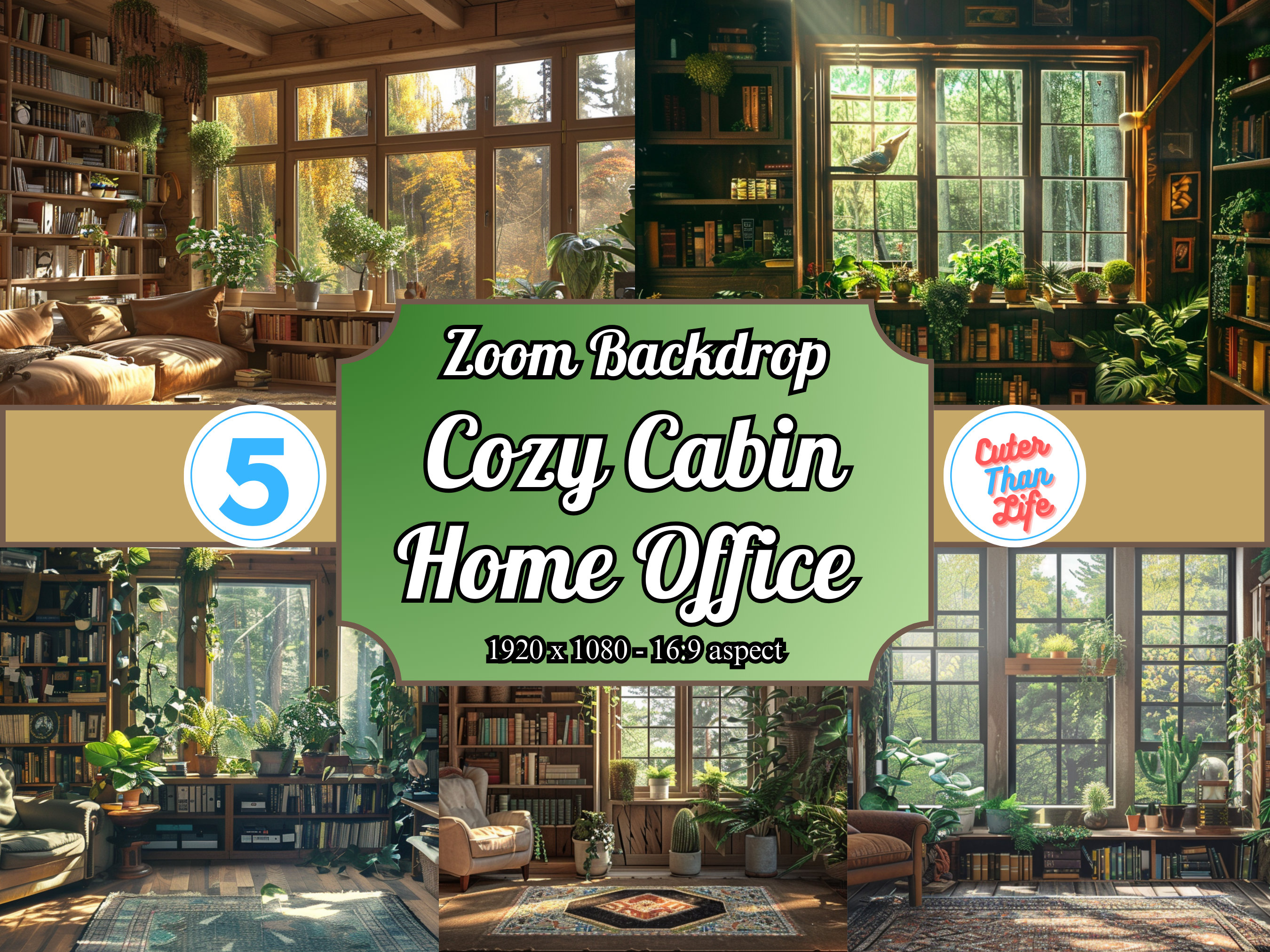 Cozy Cabin Virtual Background | 5 Zoom Virtual Backgrounds | Backdrop ...