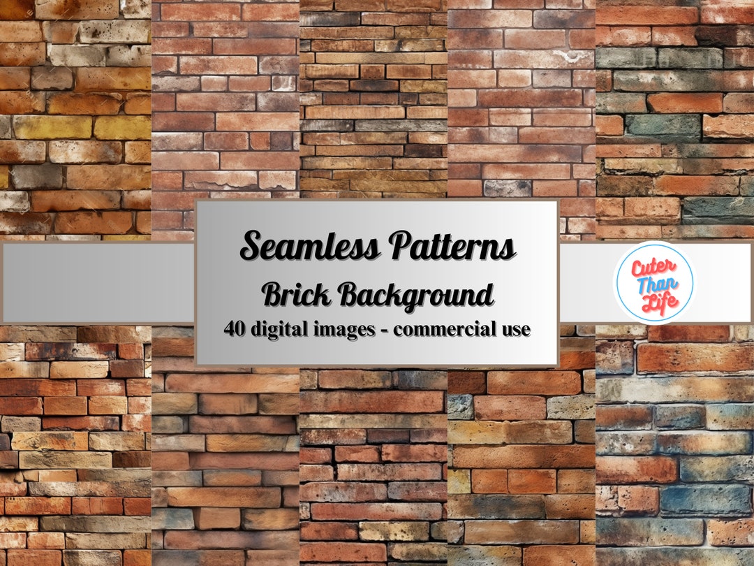 40 Brick Textures Digital Paper, Seamless Rustic Brick Wall Digital ...