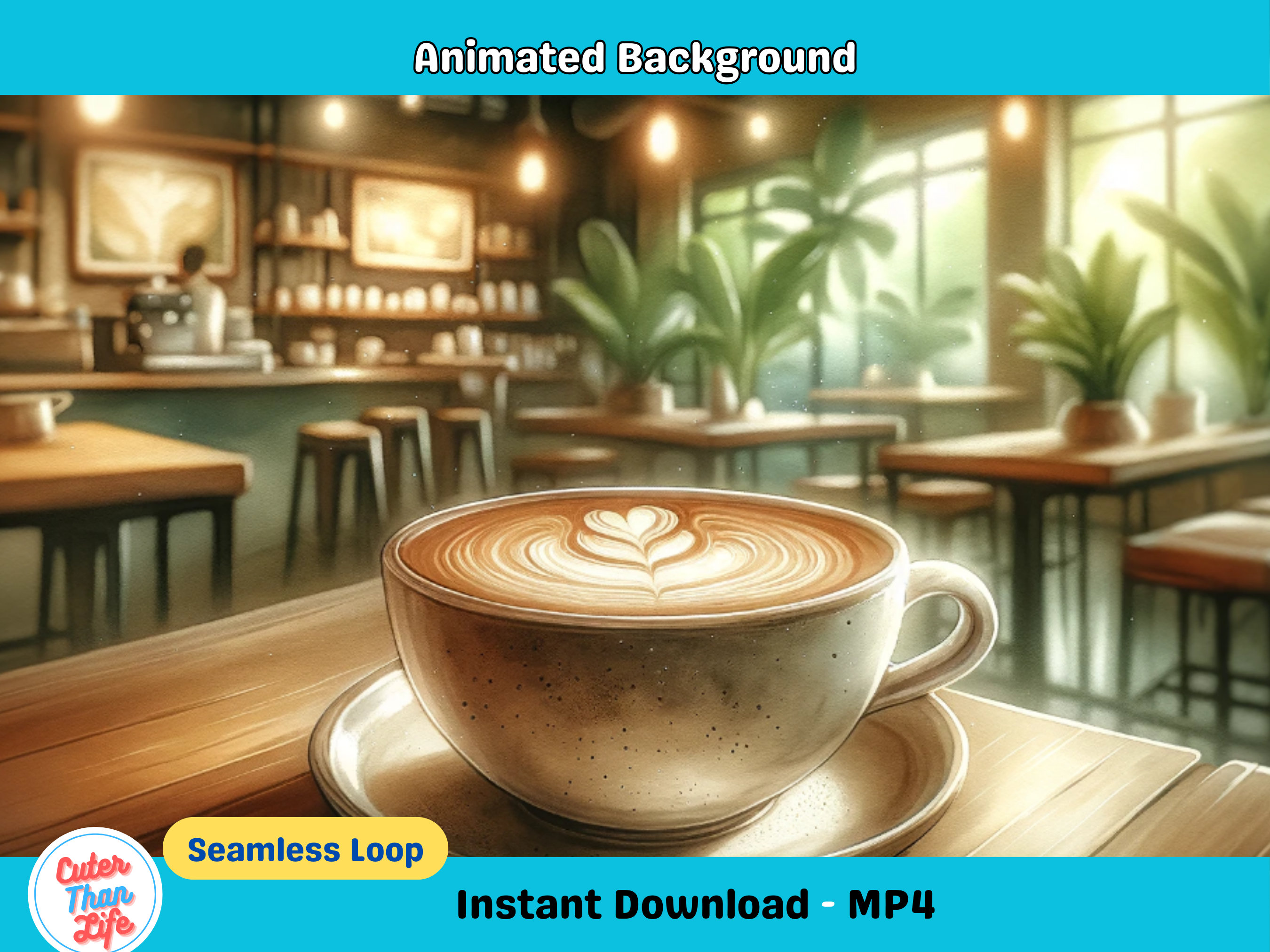 Calm Cafe - Animated Virtual Background Magical Twitch Overlay Looped ...