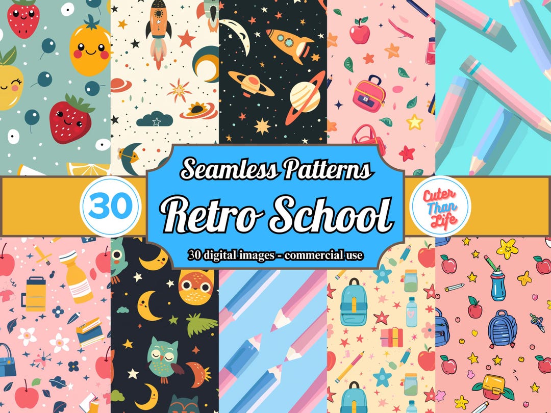 X30 Back to School, School Education Teacher Educator Retro Seamless ...
