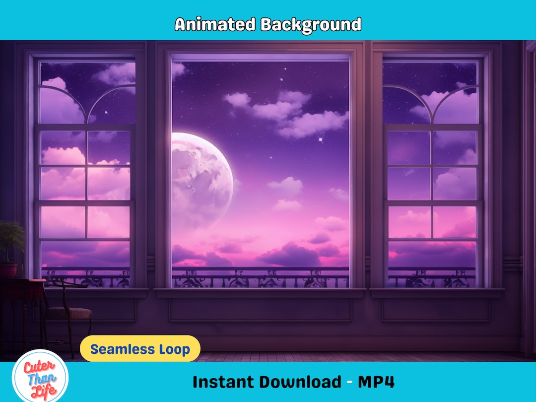 Moon&stars - Animated Virtual Background Magical Twitch Overlay Looped ...