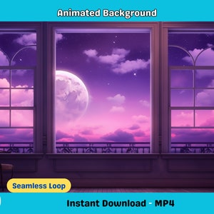 Moon&stars - Animated Virtual Background Magical Twitch Overlay Looped ...