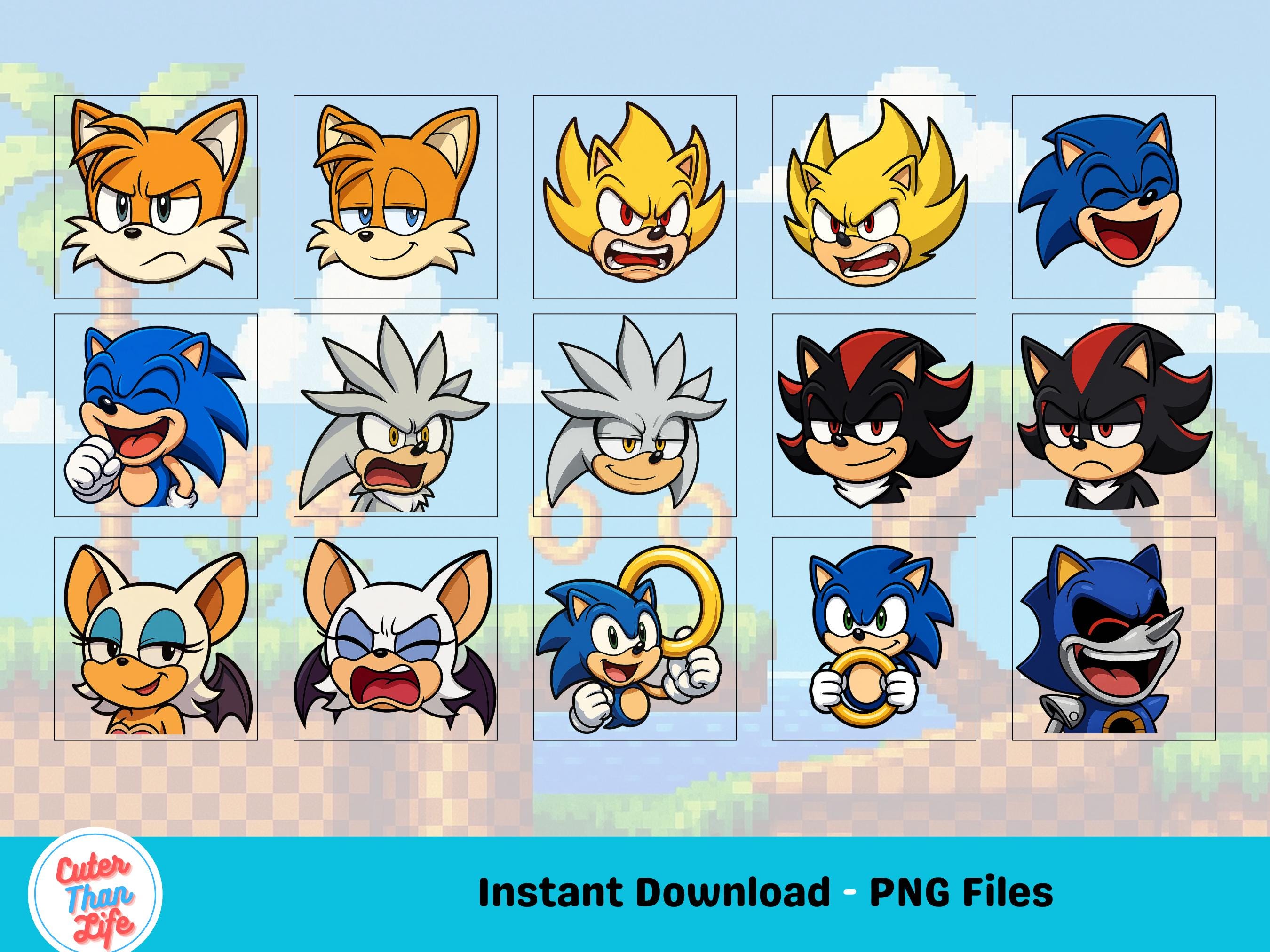 X30 Sonic Twitch Emotes | Sonic, Super Sonic, Metal Sonic, Tails ...