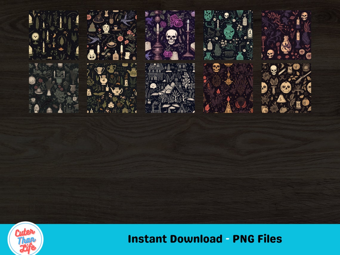 X30 Cottagecore Goth Witchcraft Digital Paper Textures Seamless, Gothic ...