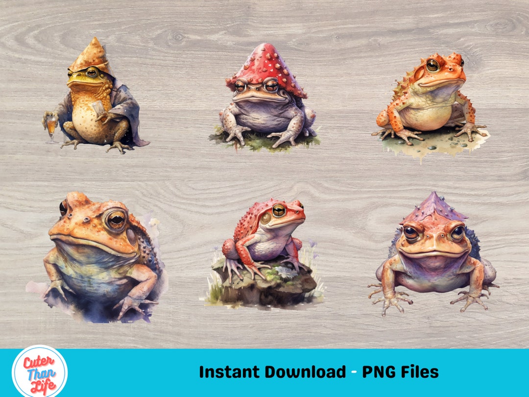X30 Goblincore Toad Clipart, Frog Watercolor Clipart Bundle, Witchy ...