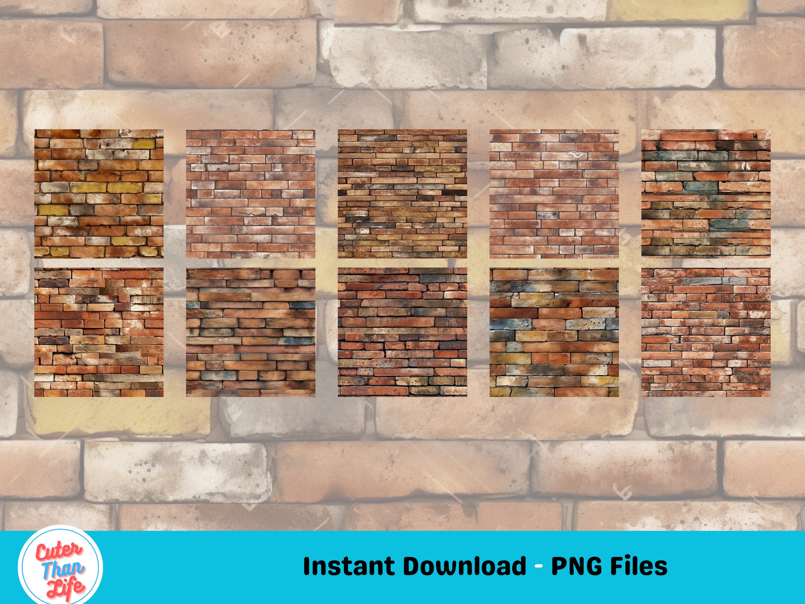 Buy 40 Brick Textures Digital Paper, Seamless Rustic Brick Wall Digital ...
