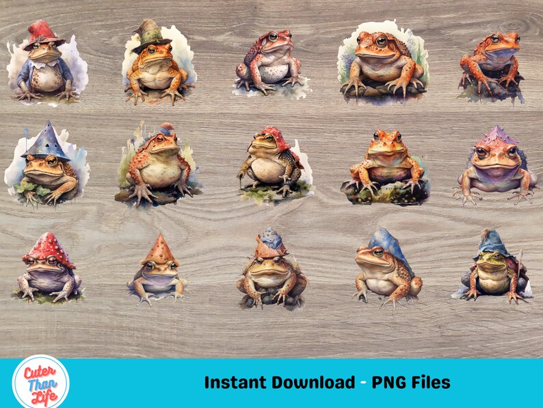 X30 Goblincore Toad Clipart, Frog Watercolor Clipart Bundle, Witchy ...