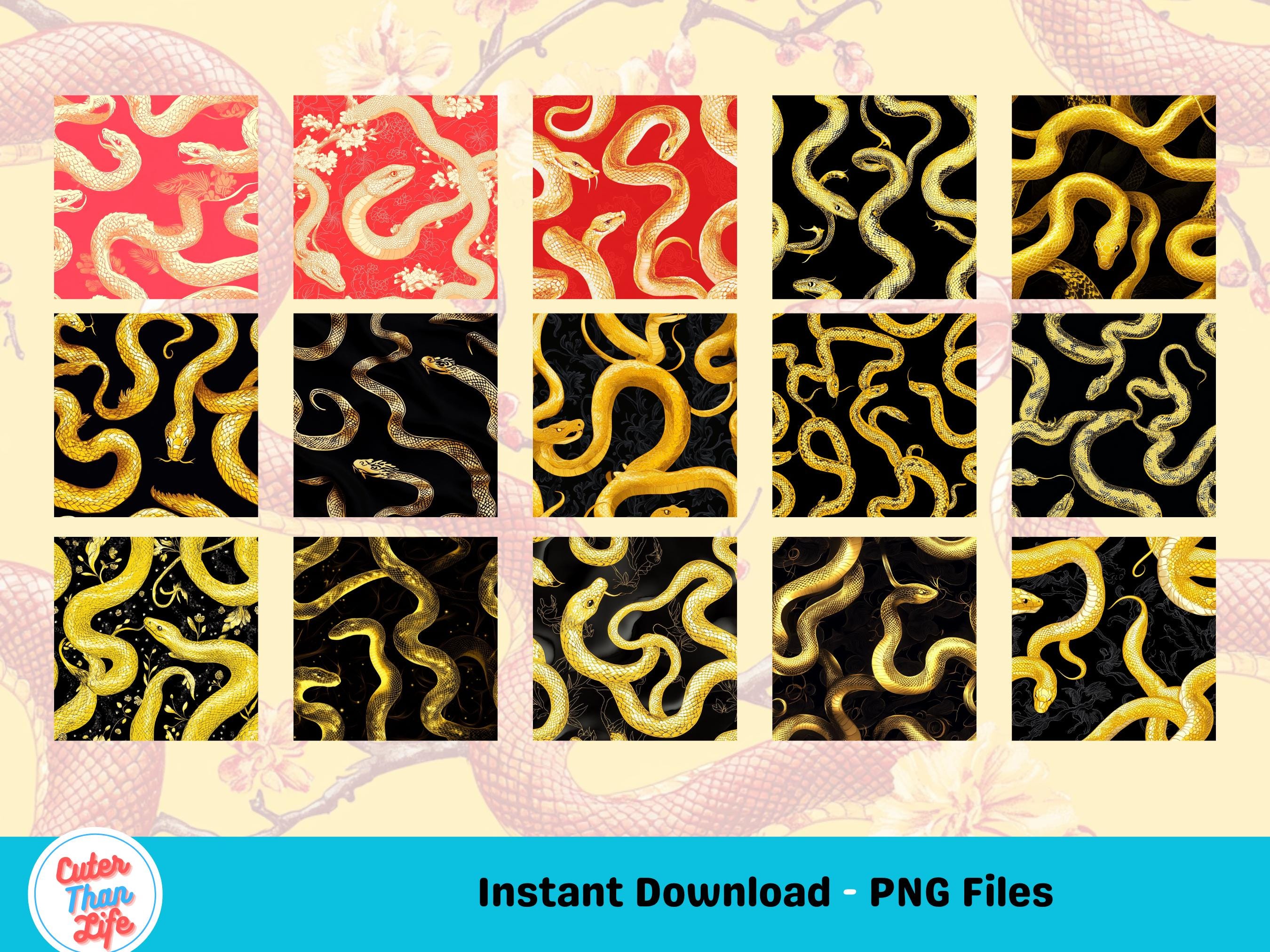 X30 Snake Lunar New Year Chinese Digital Papers - Commercial Use ...