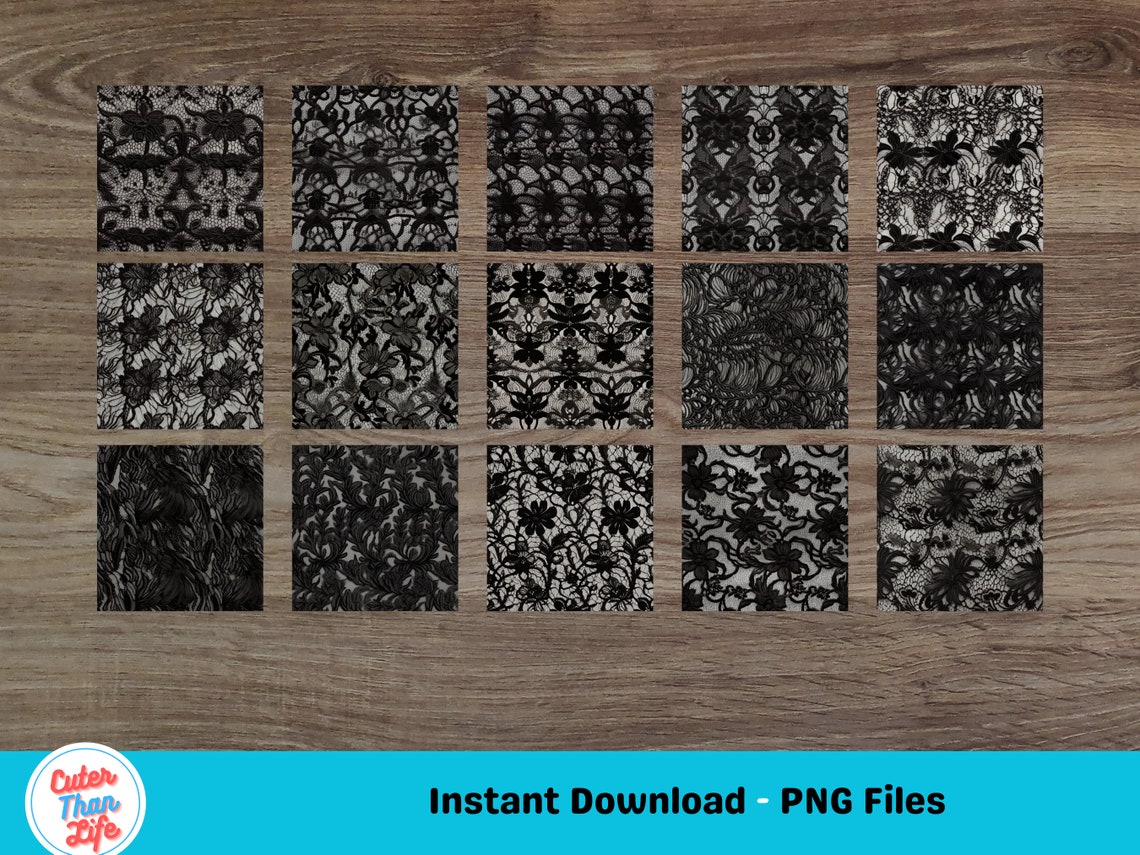 X32 Black Lace Digital Paper, Goth Lace, Lace Backgrounds, Victorian ...