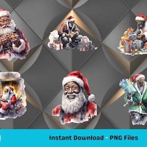 30 Black Santa PNG Bundle Santa PNG for Sublimation Santa Clipart ...