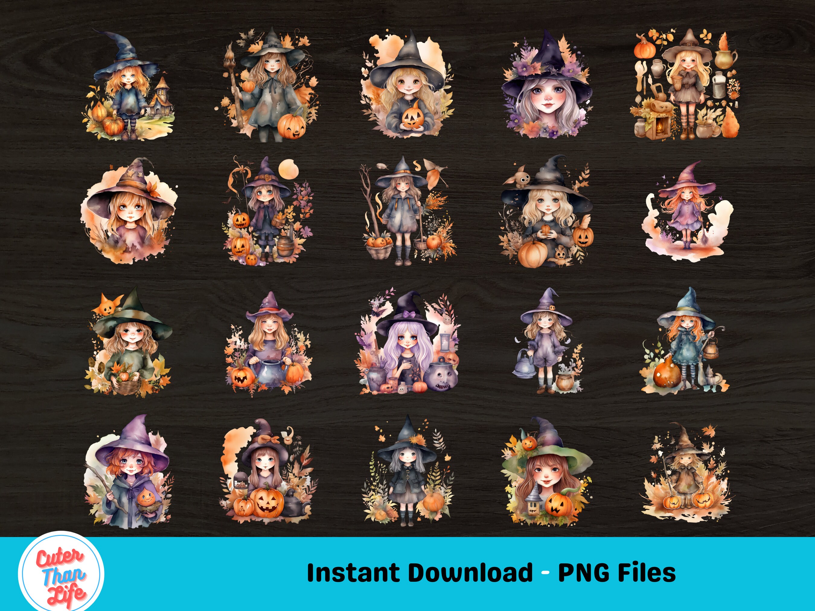 X25 Best Autumn Harvest Witch Clipart Bundle, Halloween Clipart ...