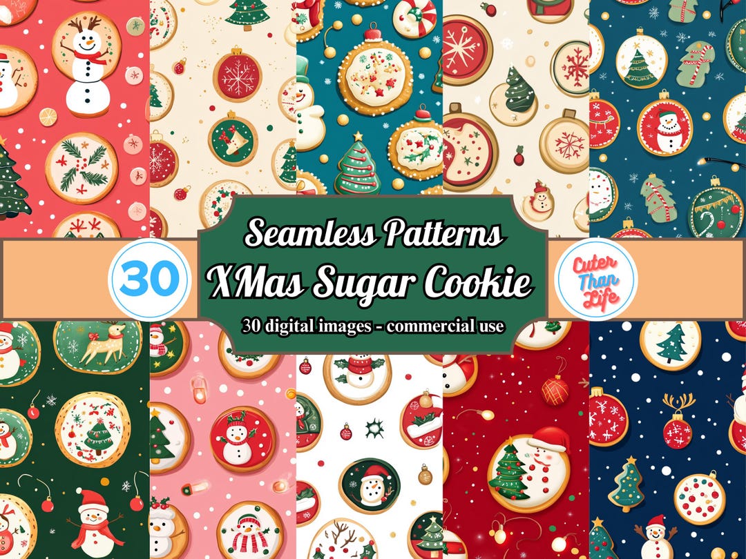X30 Xmas Sugar Cookie Repeat Pattern, Christmas Cookie Seamless File ...