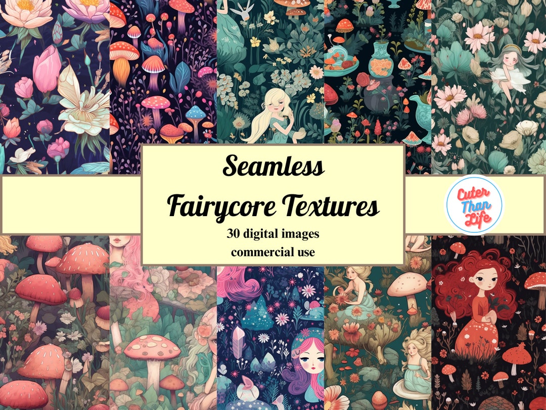 30 Seamless Fairycore Patterns, Enchanted Garden Digital Paper, Fairy ...