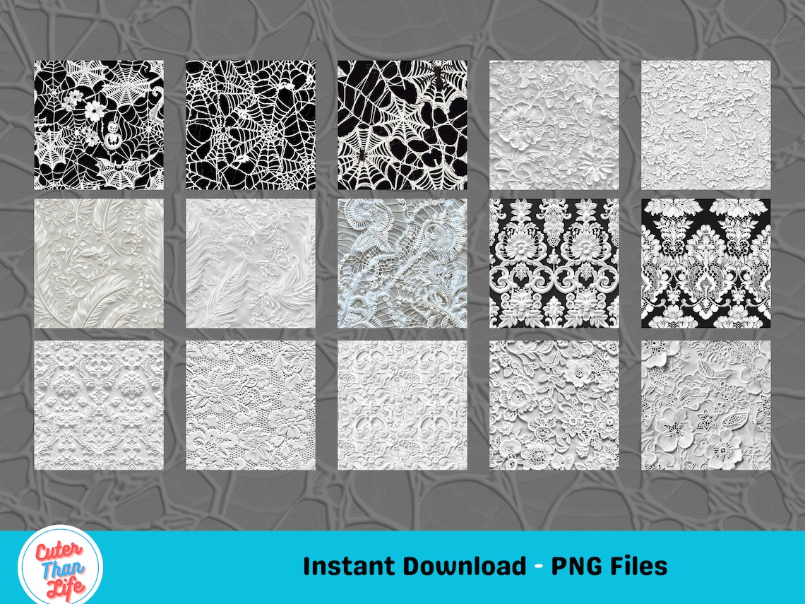 X30 White Lace Digital Paper, Goth Lace, Lace Backgrounds, Victorian ...