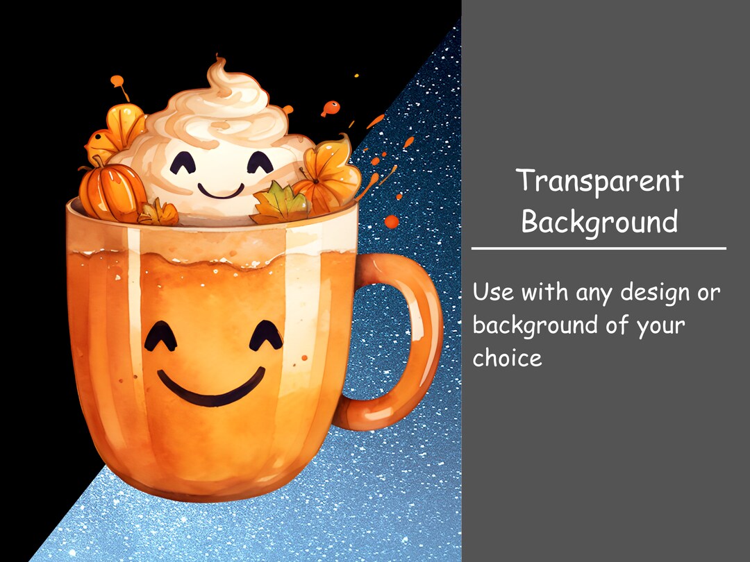 X24 Pumpkin Spice Mug Clipart PNG Pack, Kawaii Mugs, Cute Mugs, Pumpkin ...