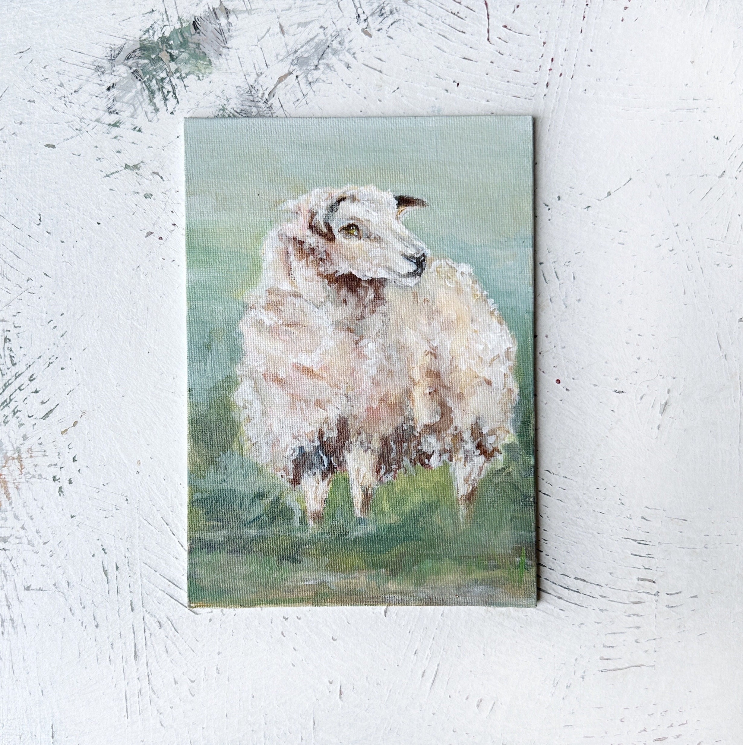 Sheep Print, Wooly Sheep Oil Painting Print, Ewe Oil Painting Giclee ...