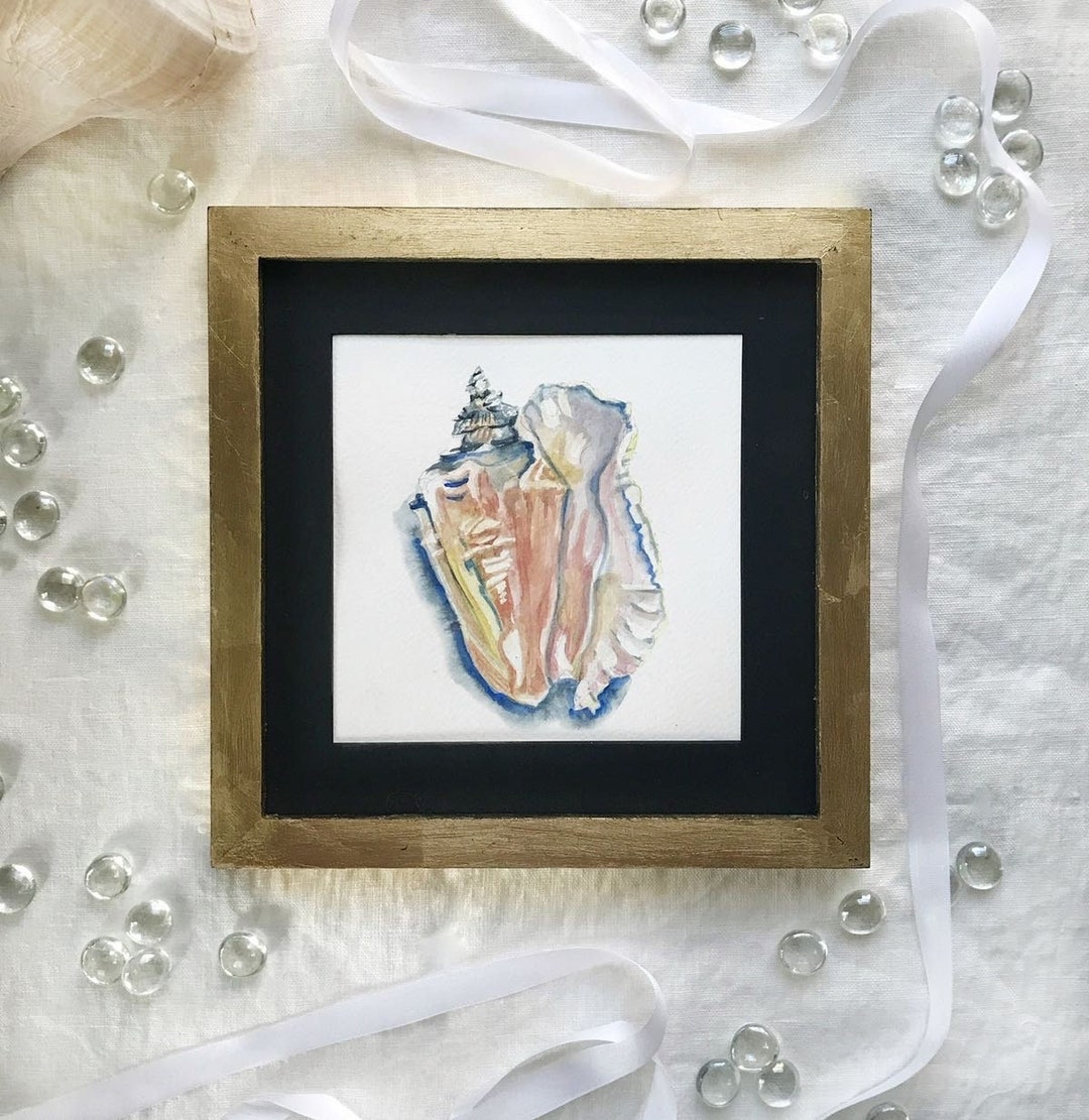 Seashell Art, Watercolor Painting, Original Art, Painted Shells ...