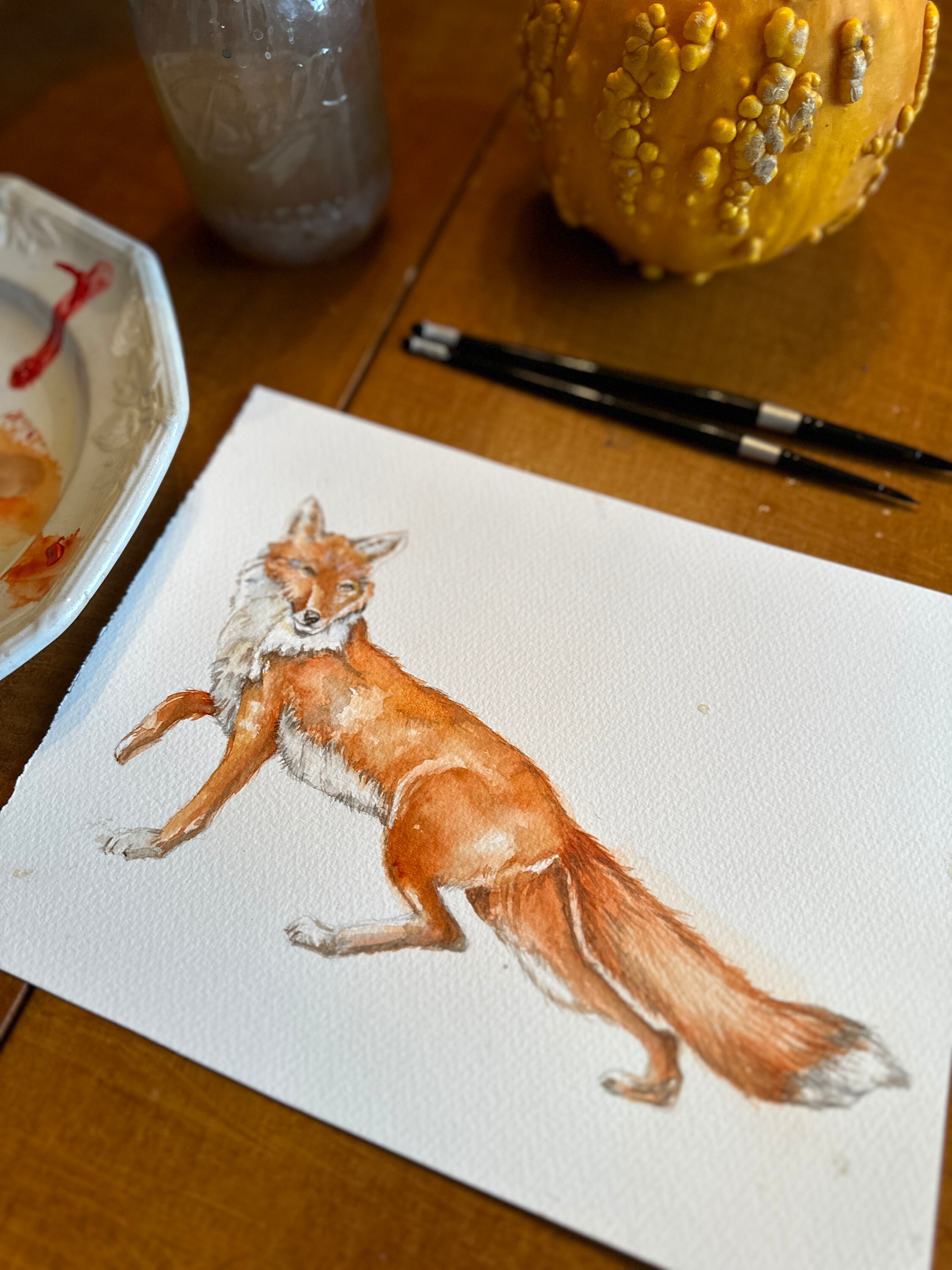 Fox Watercolor Painting, Original Art, Equestrian Art, Wild Animal ...