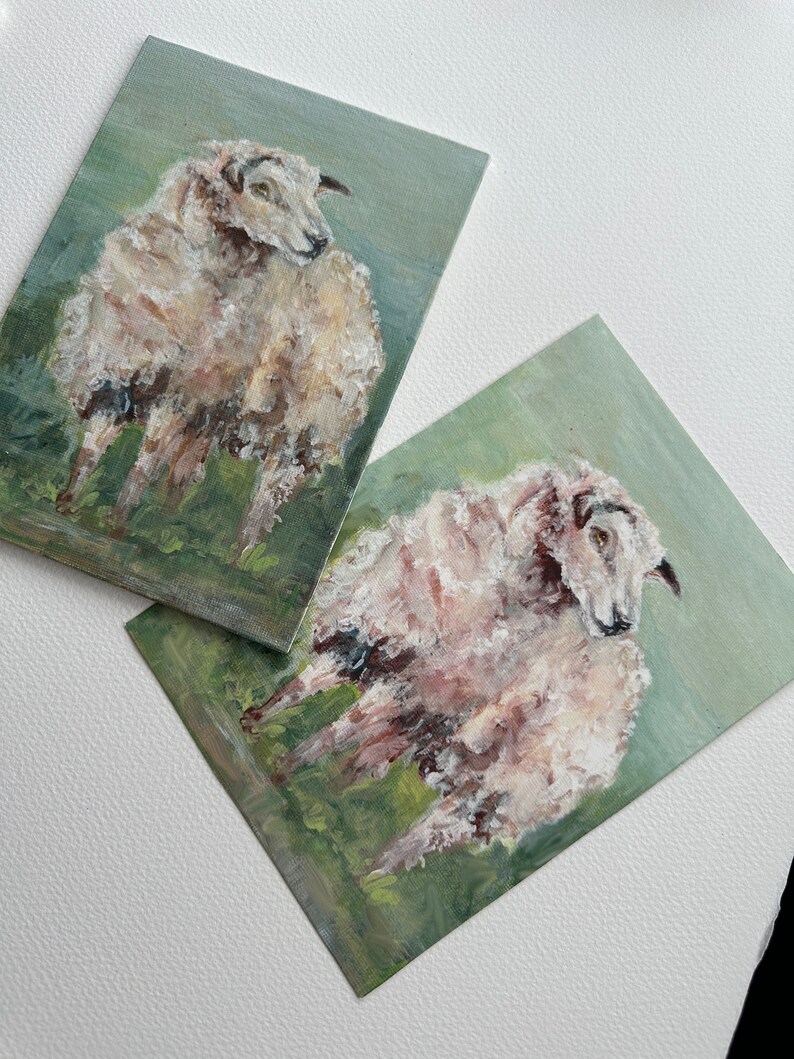 Sheep Print, Wooly Sheep Oil Painting Print, Ewe Oil Painting Giclee ...