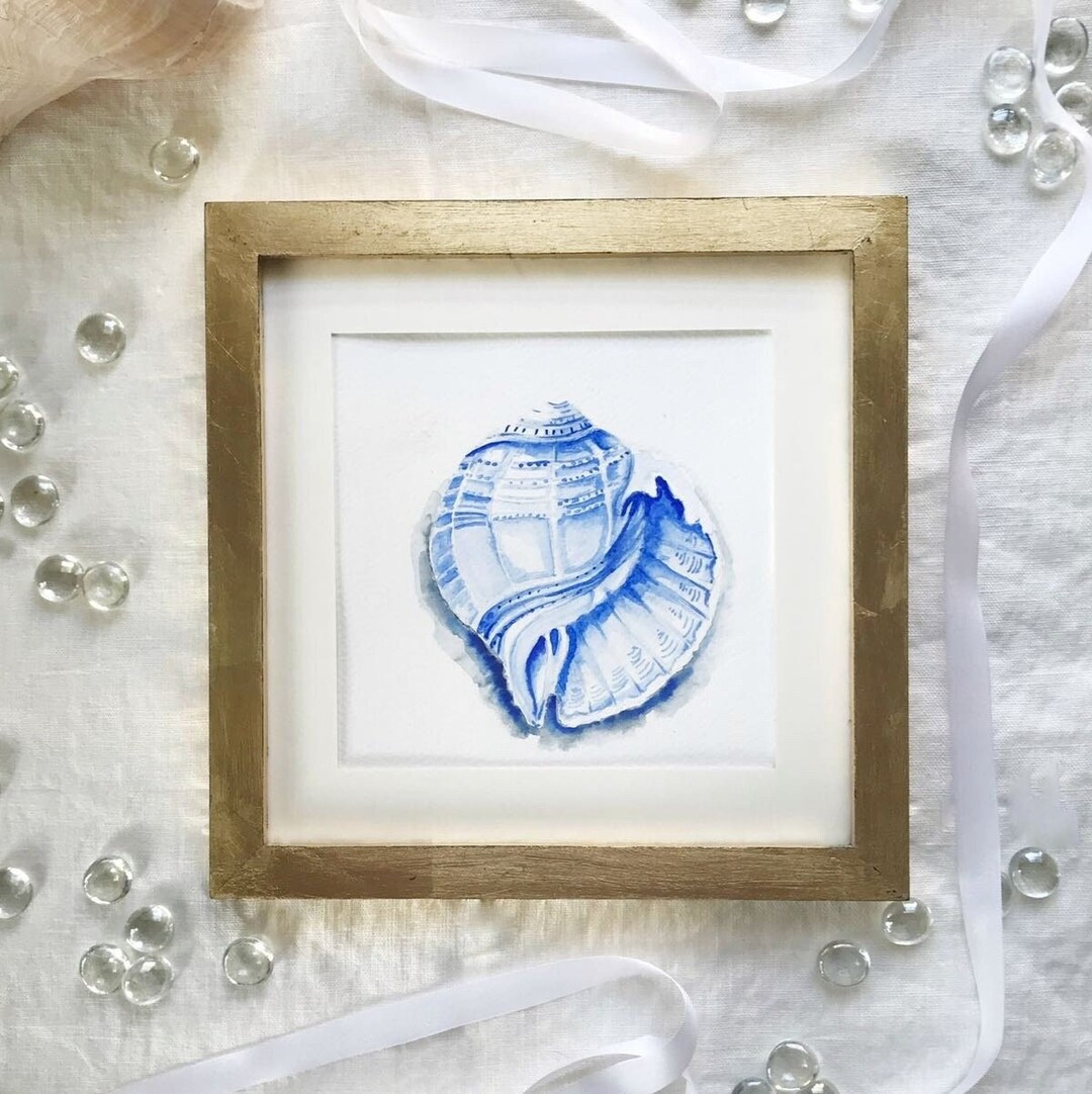 Seashell Watercolor Painting, Original Watercolor Art, Minimalist Beach ...