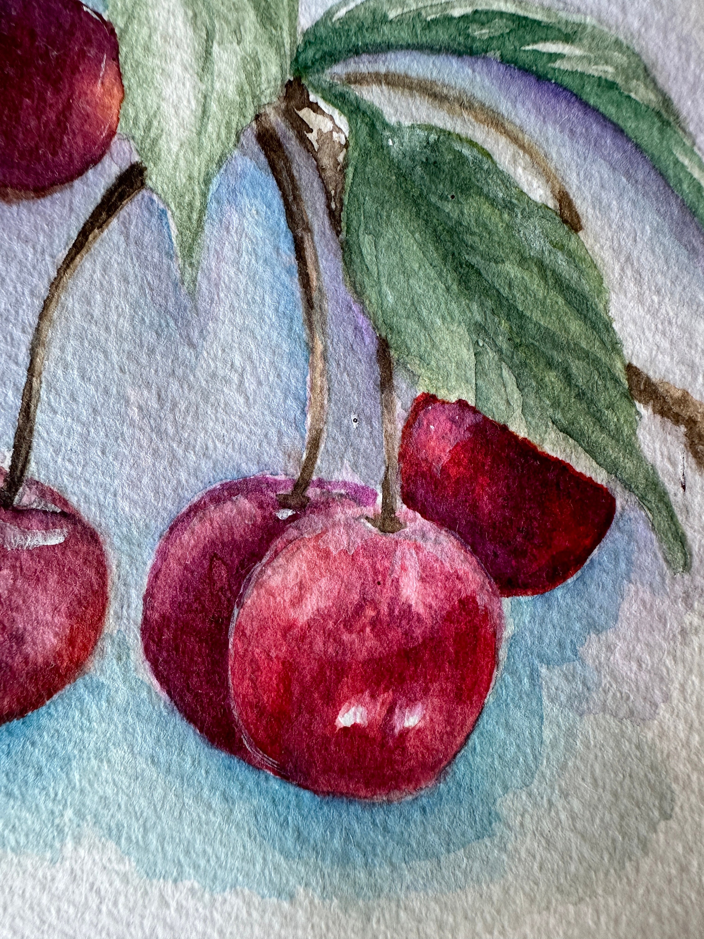 Original Watercolor Painting of a Cherry Branch, Kitchen Art, Wall ...