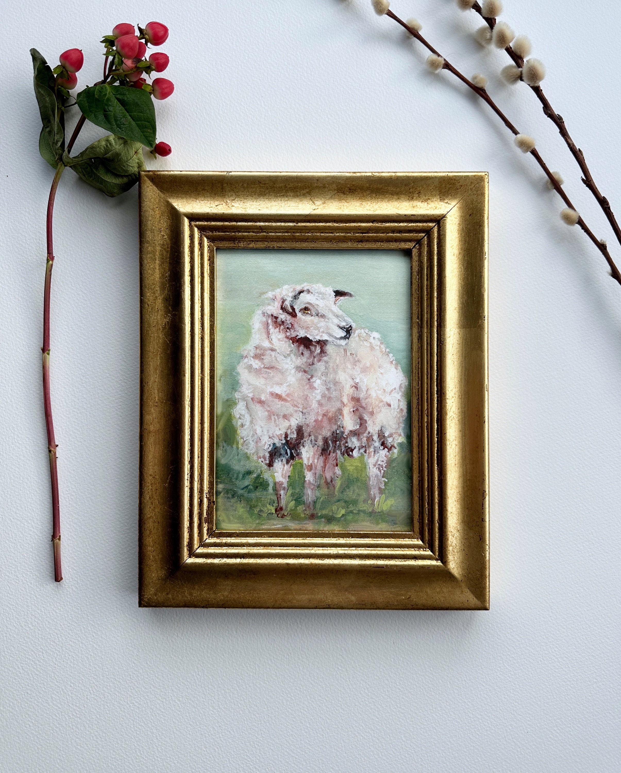 Sheep Print, Wooly Sheep Oil Painting Print, Ewe Oil Painting Giclee ...